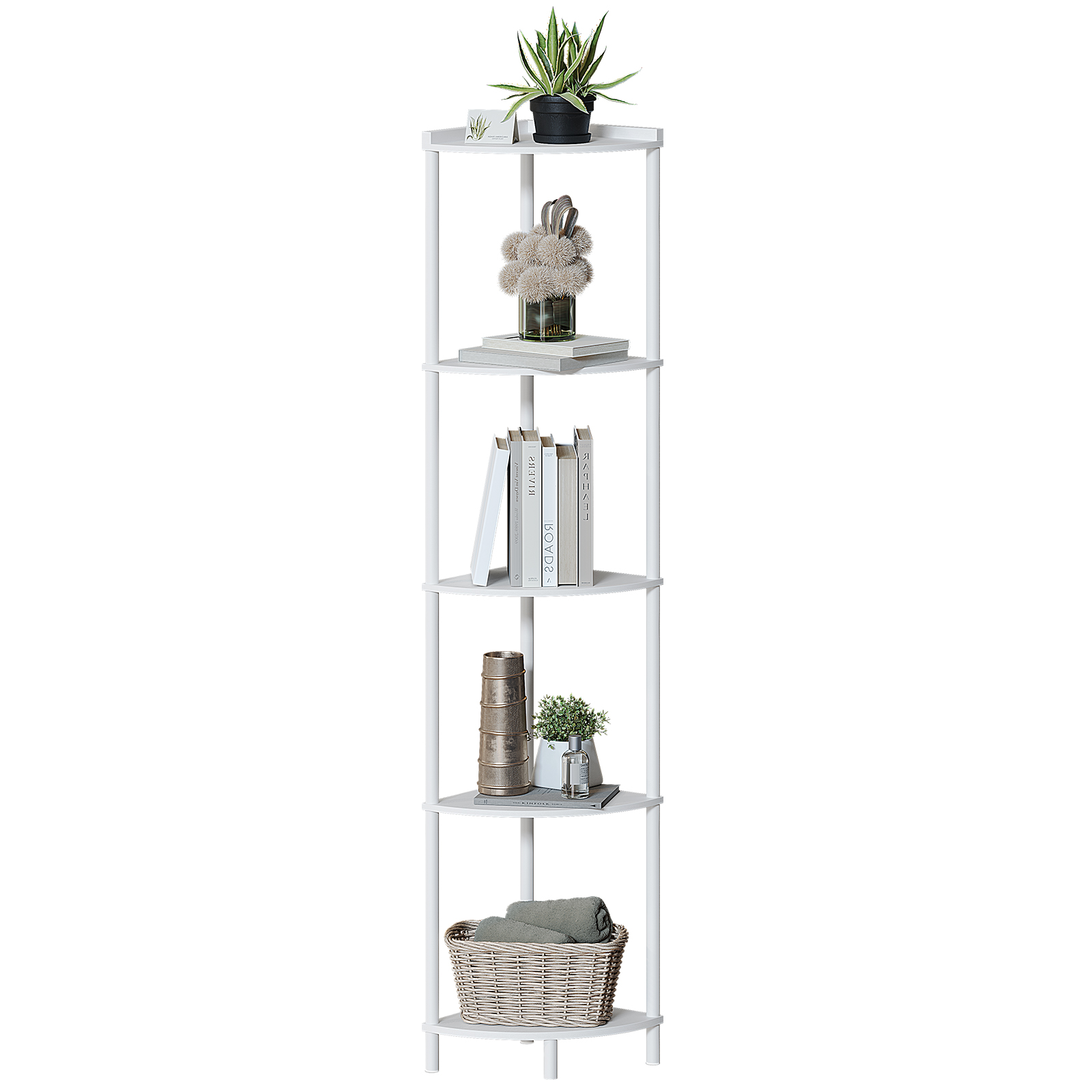 Furinno Turn-N-Tube 5-Tier Multipurpose Shelf Display Rack, Pink/White ...