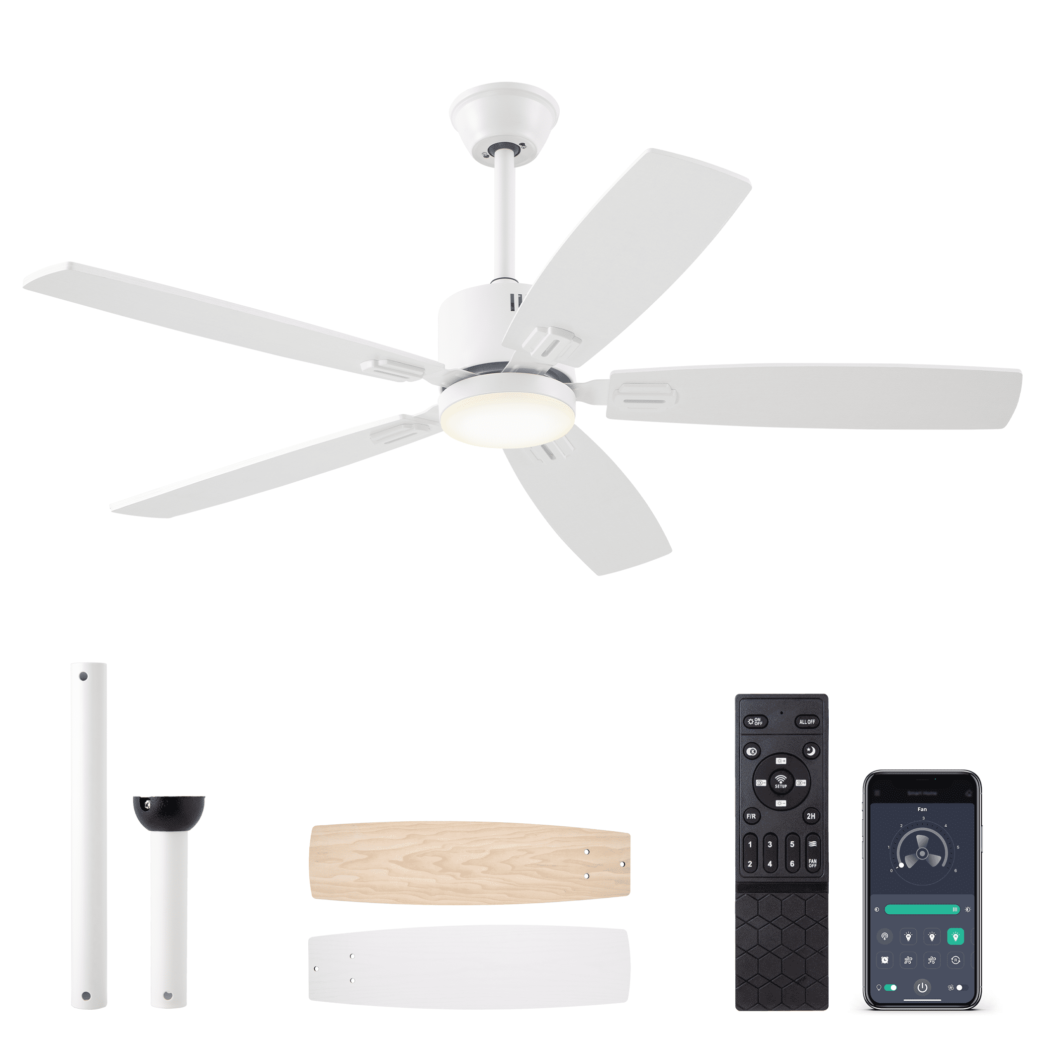SUNMORY 52" Ceiling Fans with Lights, APP and Remote Control ...