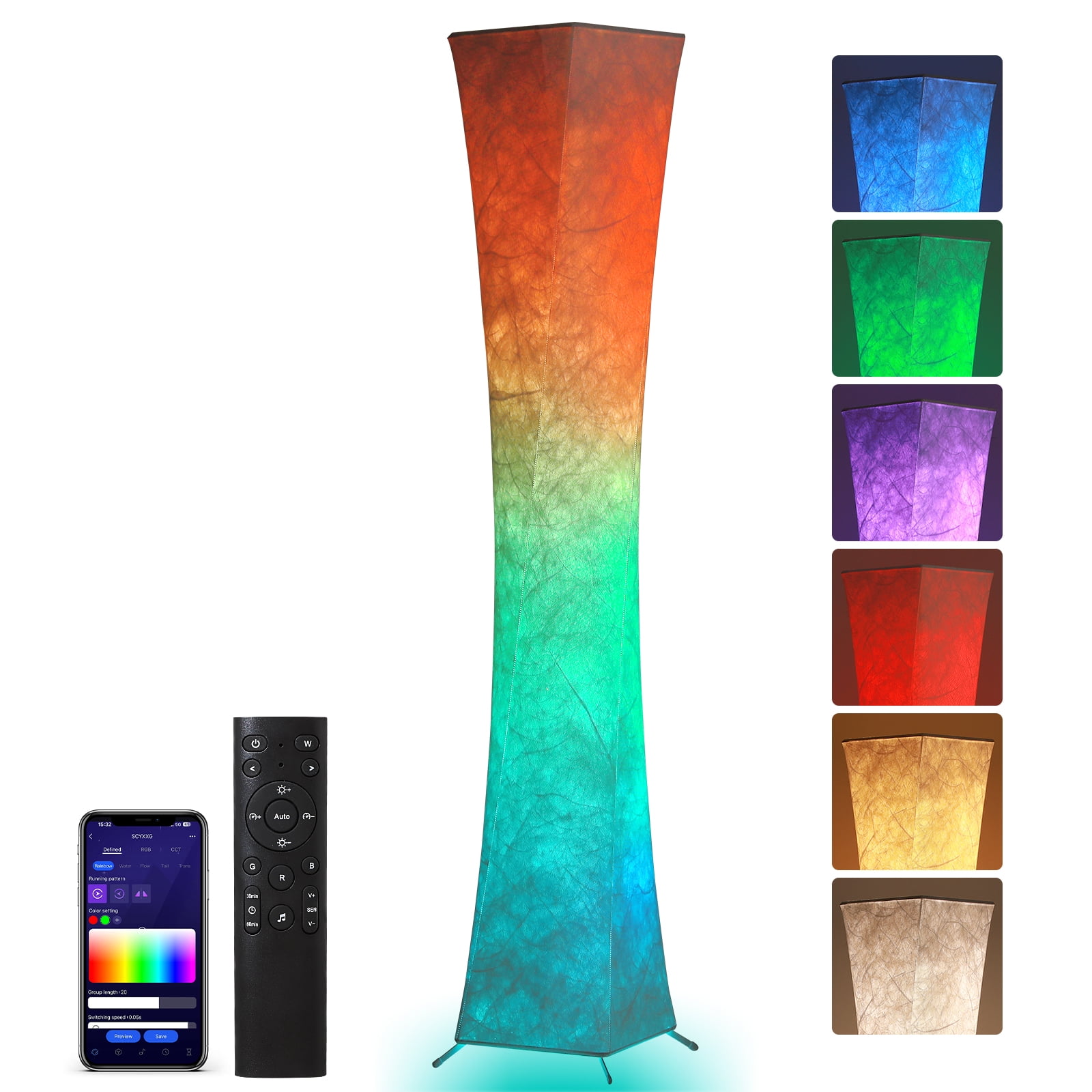 SUNMORY 61'' Floor Lamp for Living Room, RGB Lamp Music Sync Color ...