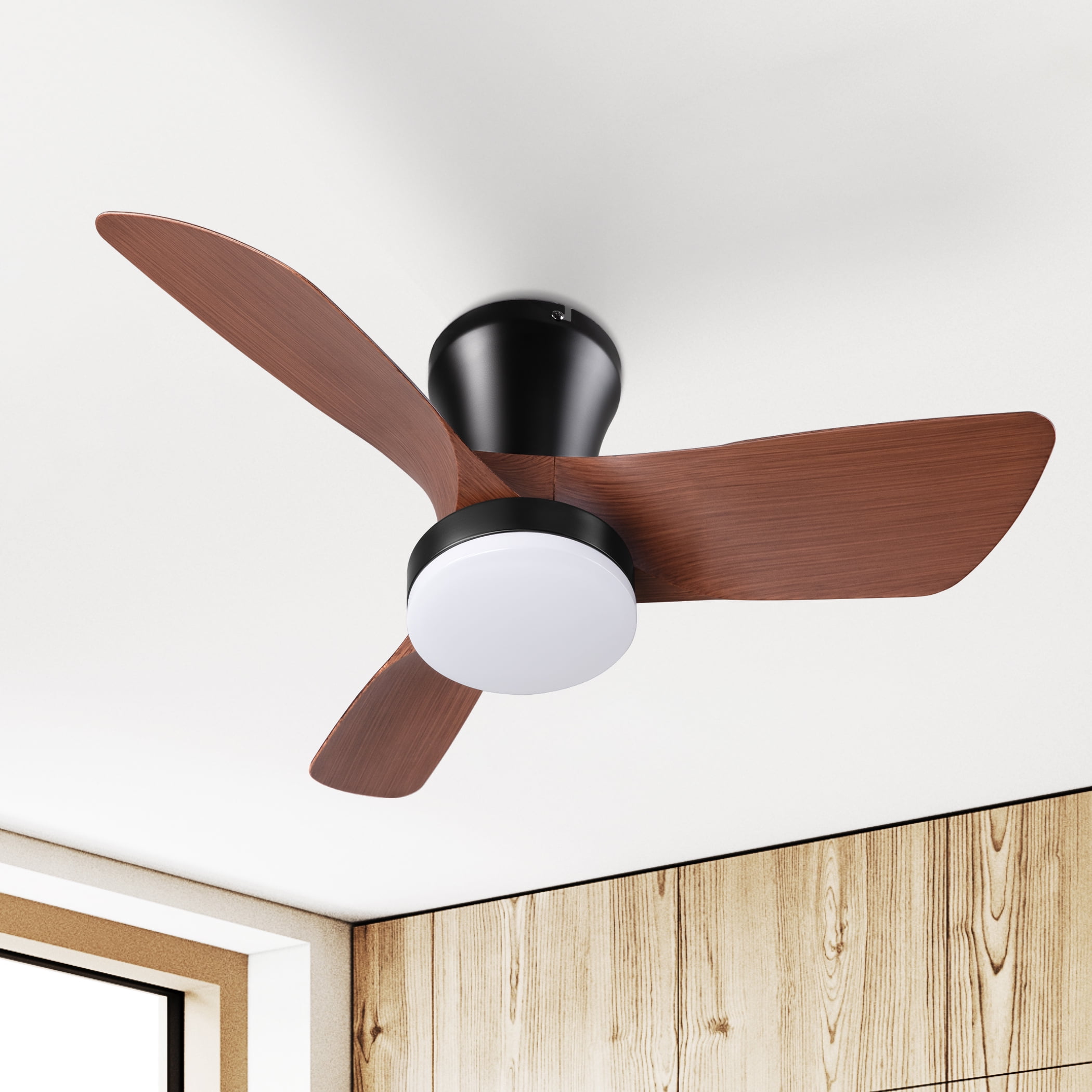 SUNMORY 30 inch Low Profile Ceiling Fan with LED Lights, Remote ...