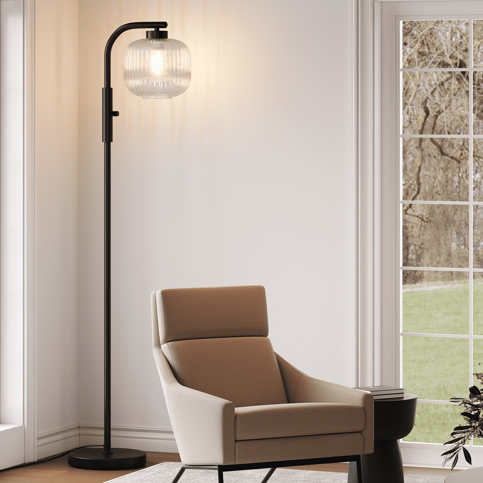 SUNMORY Stepless Dimming Glass Shade Floor Lamp, Floor Lamps for Living ...