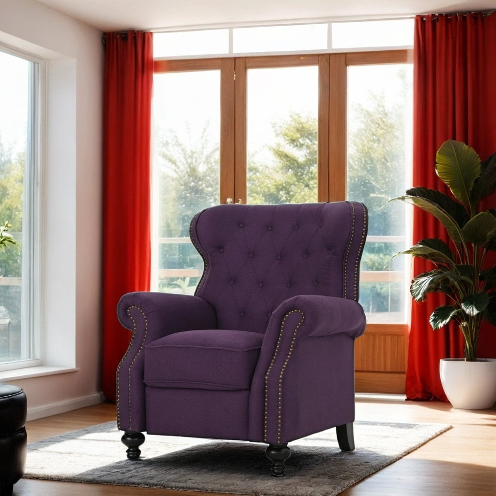 SUNMORYINC Elegant Push-Back Recliner with Button Tufted Diamond ...