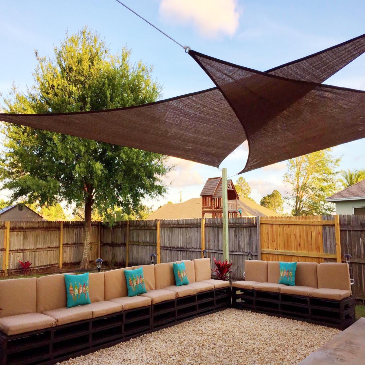 SUNNY GUARD 18'x18'x18' Sun Shade Sail Rectangle Brown UV Block Canopy Awning for Outdoor Patio ...