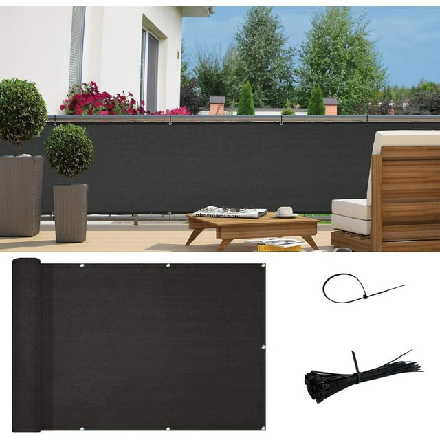 SUNNY GUARD 3'x16' Black Balcony Privacy Screen, Yard Garden Cover for ...