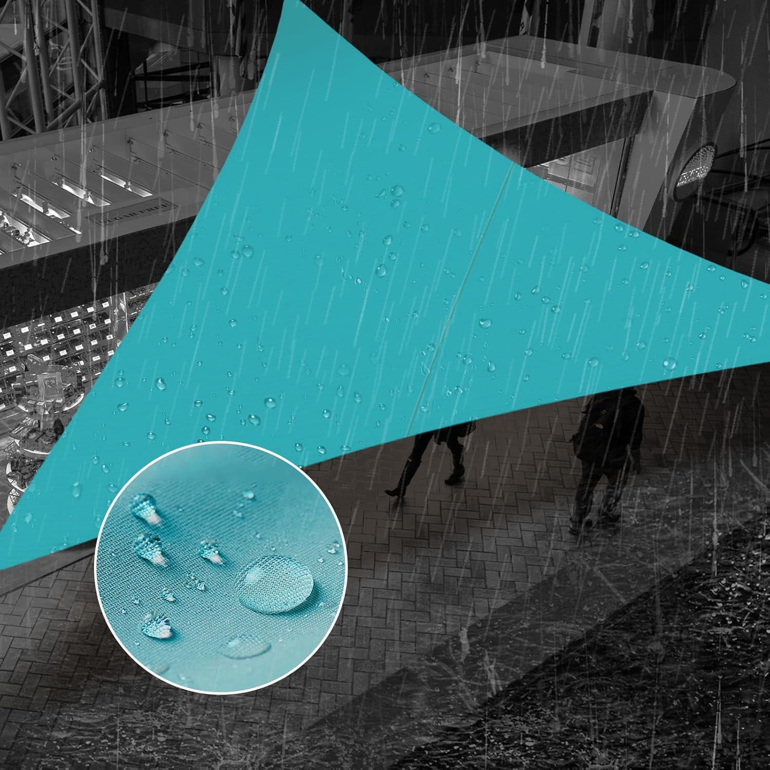 SUNNY GUARD Custom Size Waterproof 7'x7'x7'Turquoise Blue Sun Shade Sail Rectangle UV Block ...