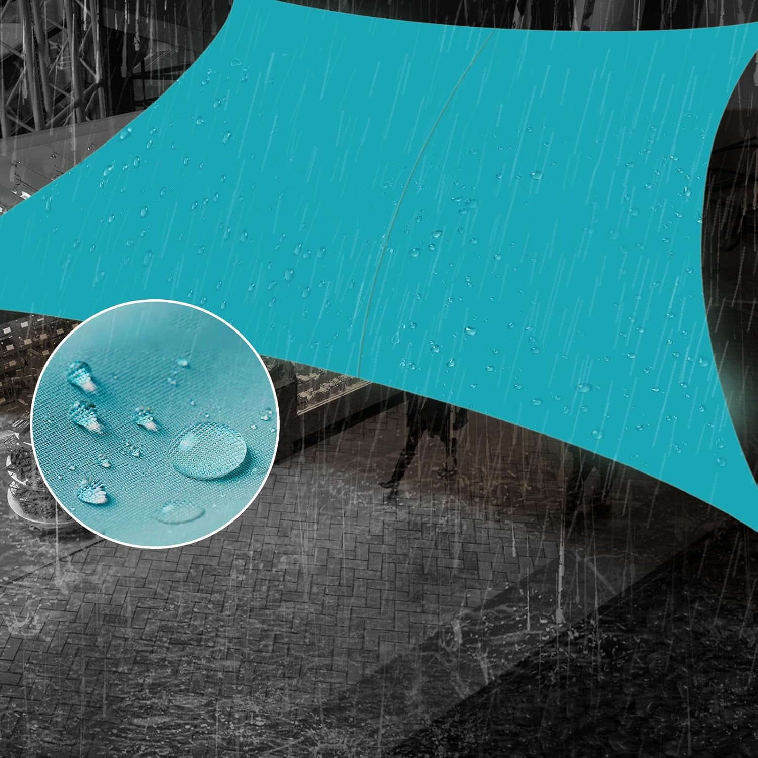 SUNNY GUARD Custom Size Waterproof 8'x8'Turquoise Blue Sun Shade Sail Rectangle UV Block ...