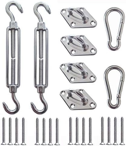 SUNNY GUARD Sun Shade Sail 304 Stainless Steel Hardware Kit 8 Inch for ...