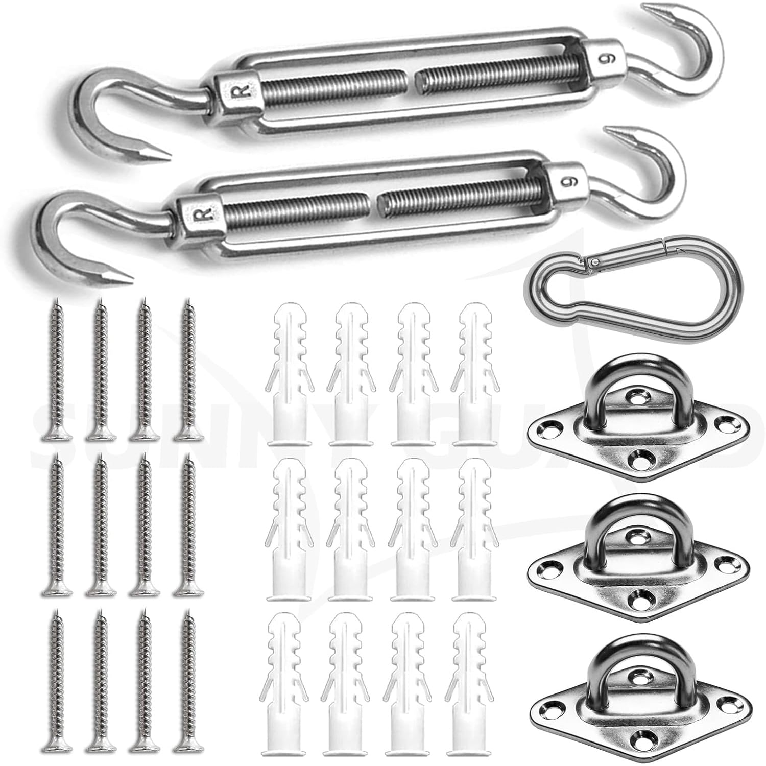 SUNNY GUARD Sun Shade Sail Hardware Kit 6 Inch 316 Stainless Steel for ...