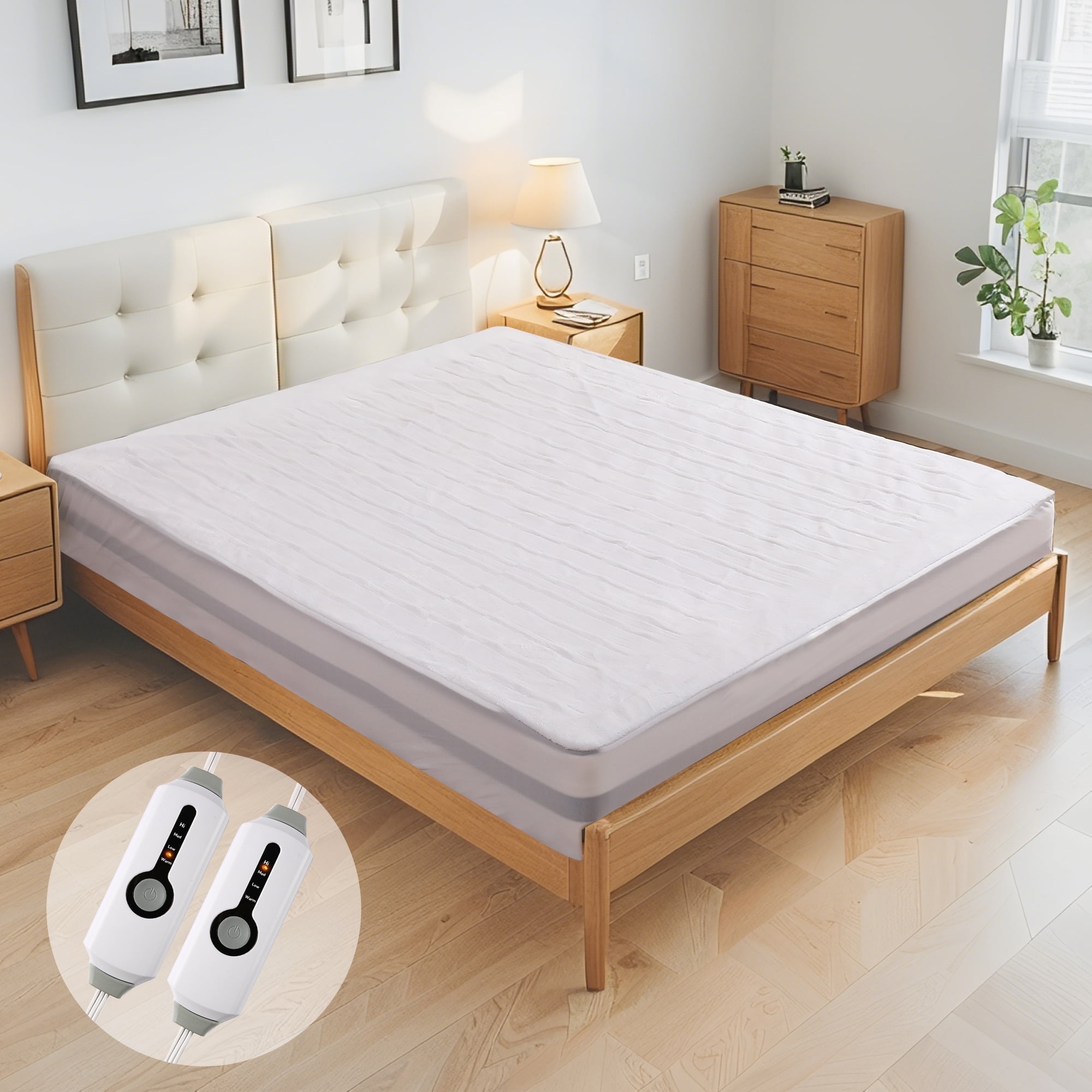 SUNNY HEAT Electric Mattress Pad Queen Size with 4 Temperature 10H Auto ...
