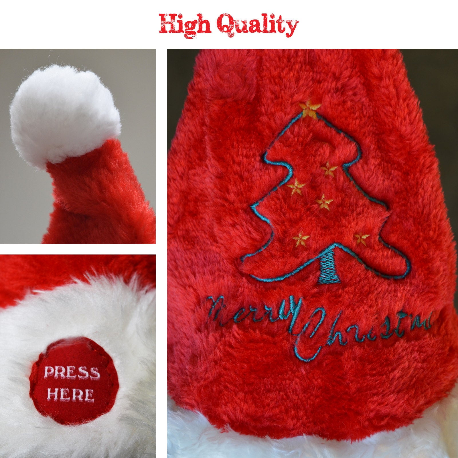 SUNNY OUTDOOR Singing Dancing Christmas Santa Hat for Adults Kids ...
