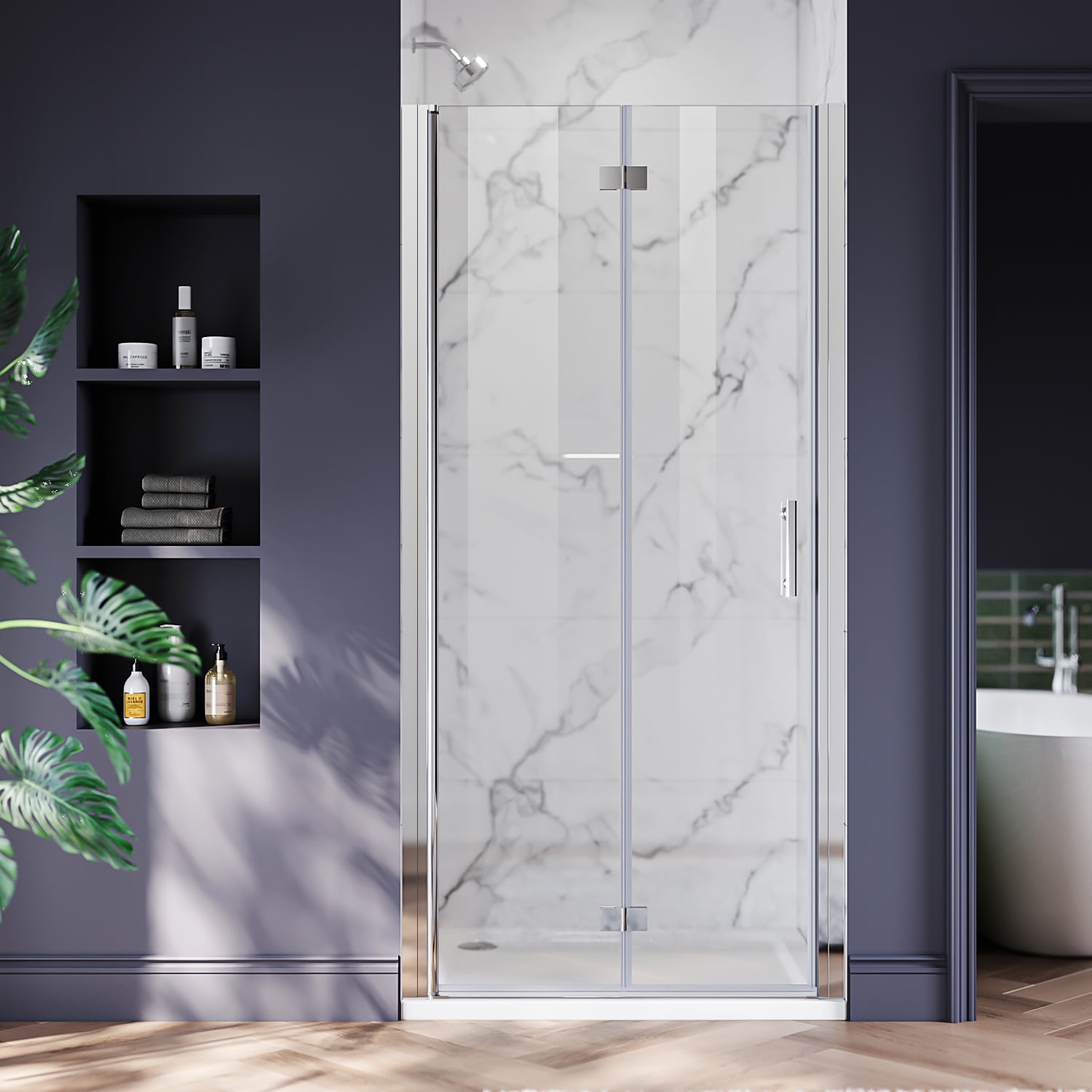 Sunny Shower 36 W X 72 H Bi Fold Hinged Frameless Shower Door 3 16