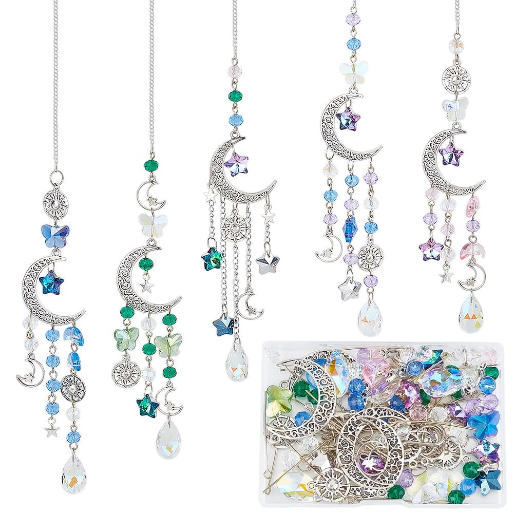 SUNNYCLUE 1 Box DIY 5 Sets Star Moon Sun Catchers Kit Hanging Sun ...