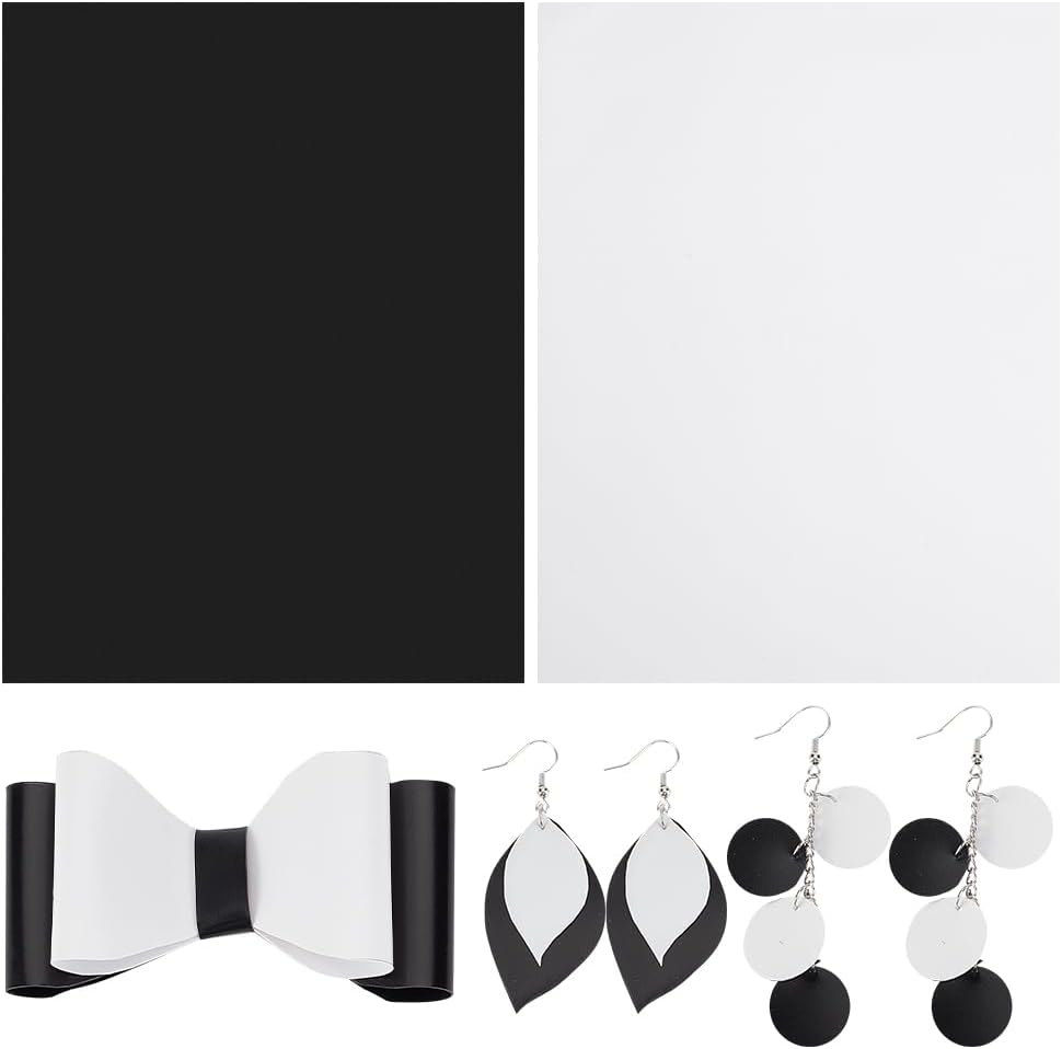 SUNNYCLUE 2 Pcs Frosted Jelly Sheets Black White PVC Sheets Wavy Edge Thick PVC Jelly Faux ...