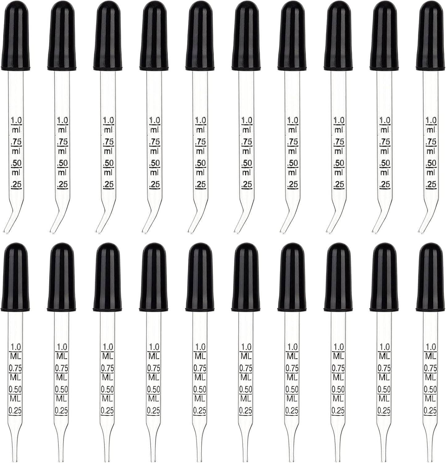 SUNNYCLUE 20pcs Bent & Straight Tip Calibrated Glass Droppers with ...