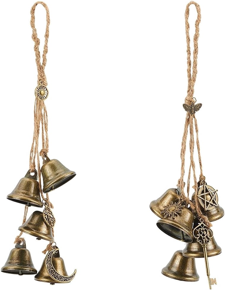 SUNNYCLUE 2Pcs Iron Bell Wind Chime Metal Hanging Wind Bell with Rope ...