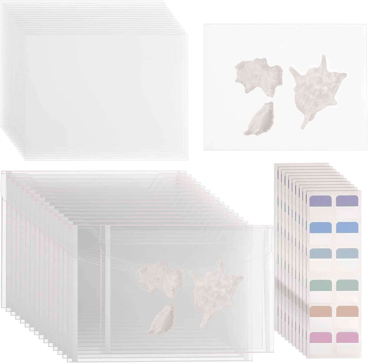 SUNNYCLUE 32Pcs Clear Stamp Storage Set with Index Tabs Blank Clear ...