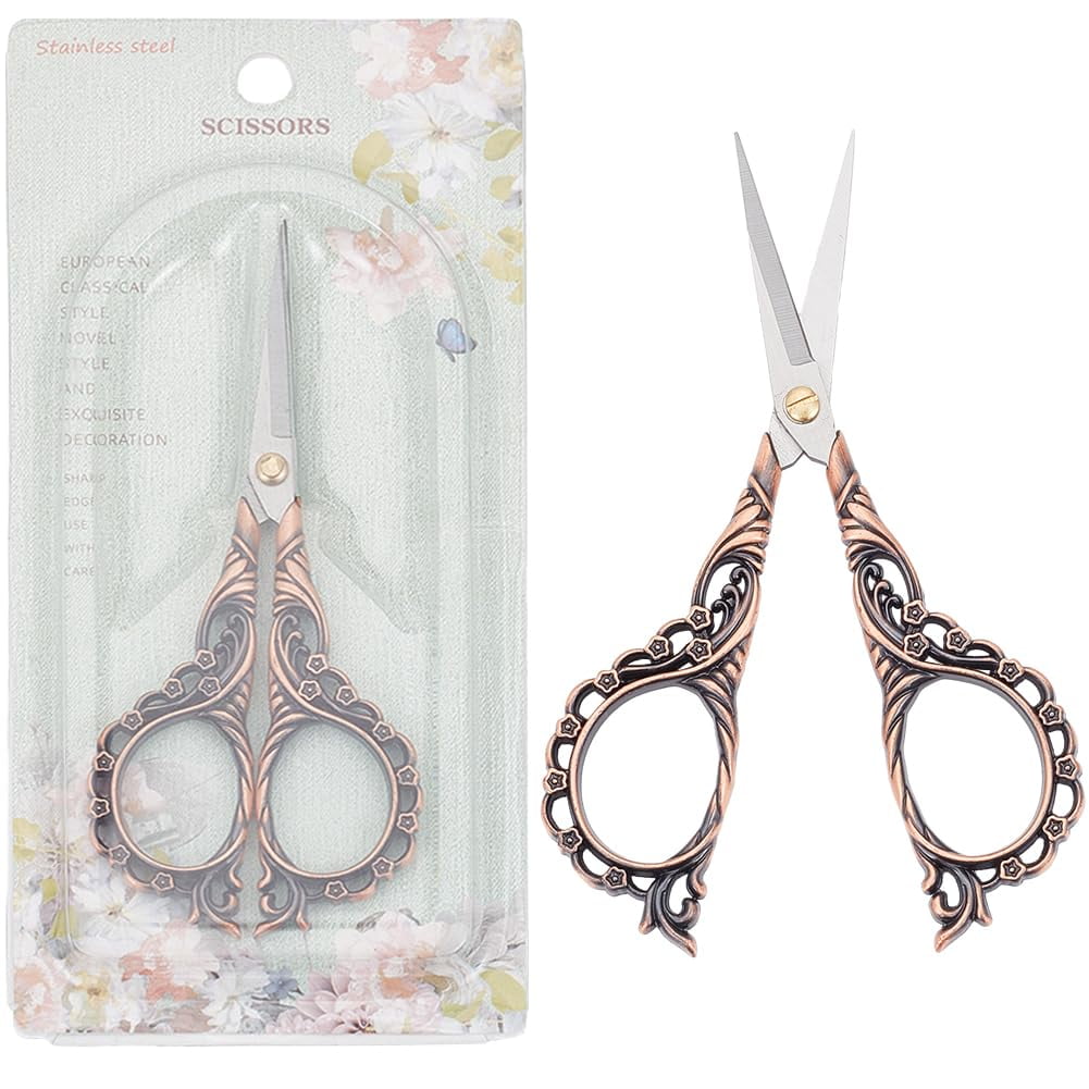 SUNNYCLUE 4.5 Inch Antique Bronze Sharp Tip Scissors Steel Embroidery ...