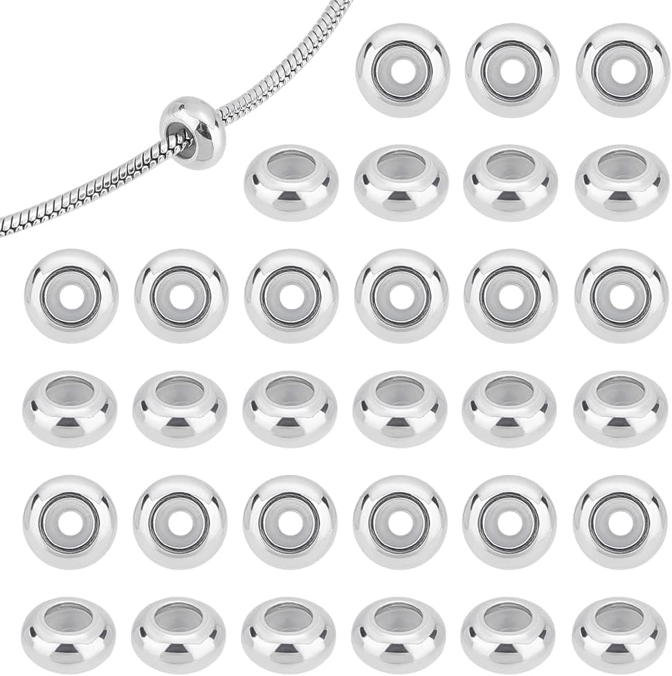 SUNNYCLUE 50pcs 6mm Adjustable Slider Round Beads 2mm Hole Slider Beads ...
