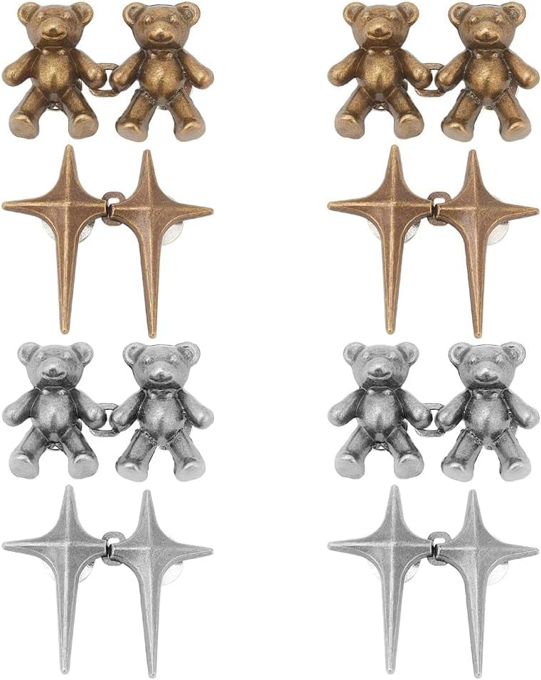 SUNNYCLUE 8pcs Waist Button Tightener 4 Styles Star Bear Jeans Button ...