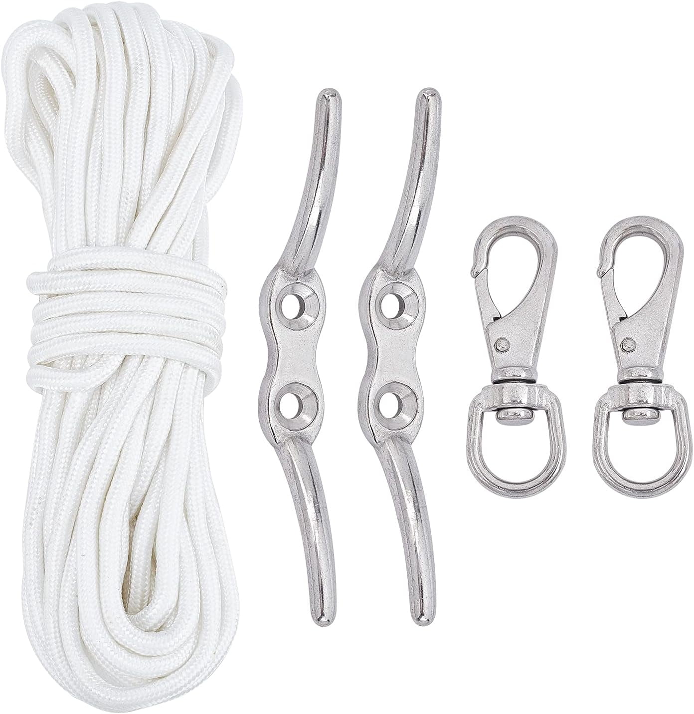 SUNNYCLUE Flagpole Rope with Clips Kit 49.2 Feet Nylon Halyard Rope ...
