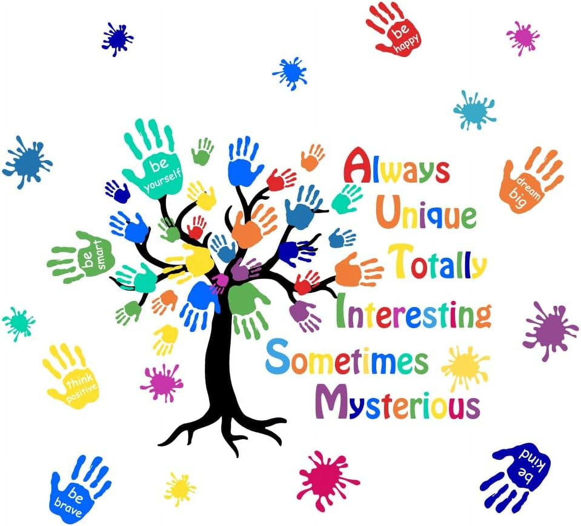 SUNNYCLUE Inspirational Handprint Tree Wall Sticker Be Kind Be Yourself ...