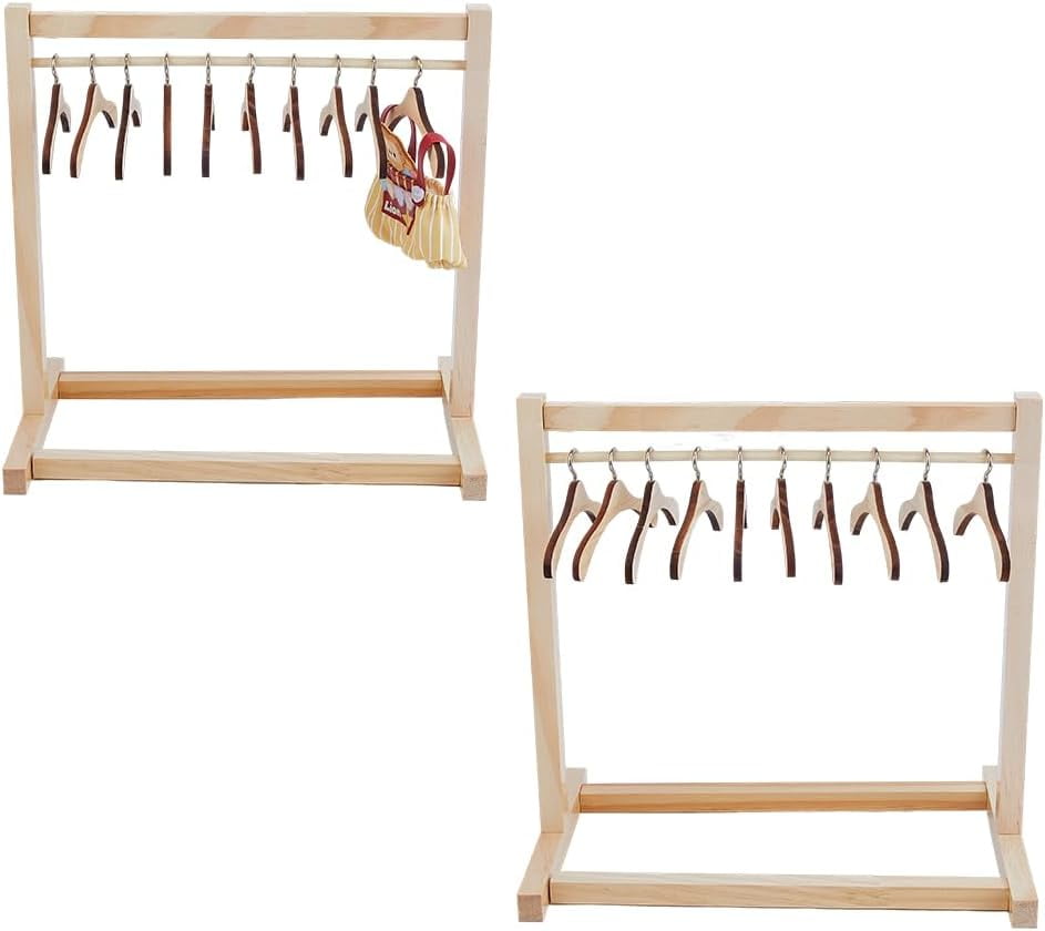 SUNNYCLUE Mini Wood Clothes Rack Hanger Including 1PC 30x18.3x30cm Tiny ...