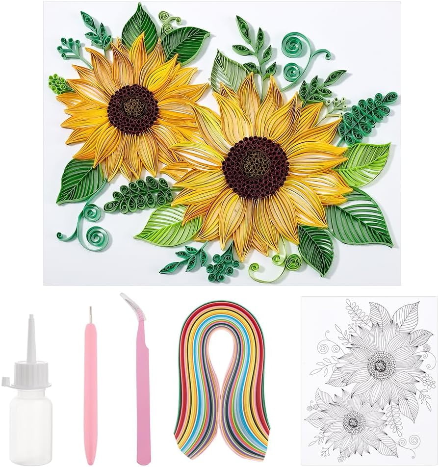 SUNNYCLUE Paper Quilling Kit 360pcs Paper Quilling Strips Sunflower ...