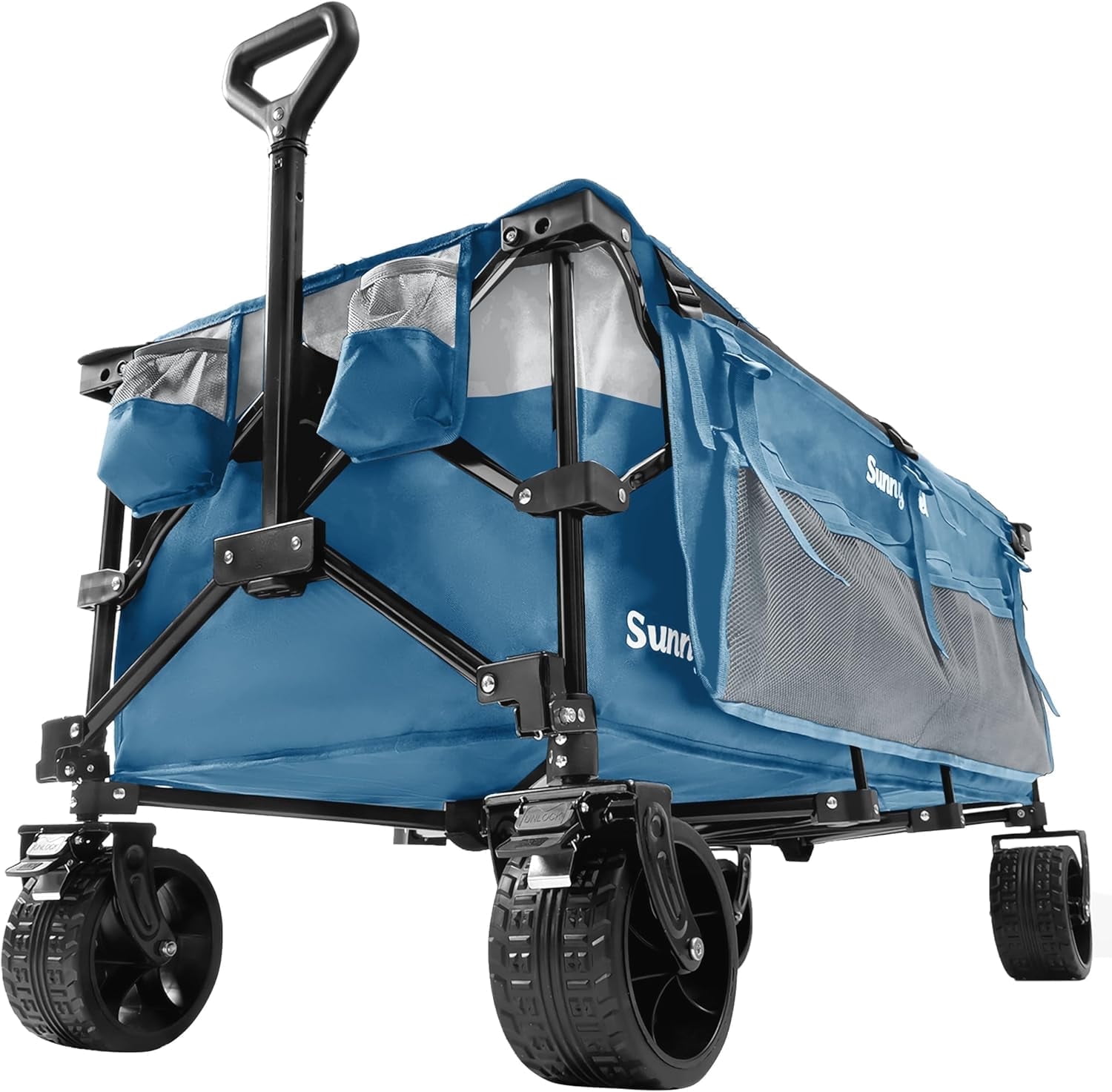 SUNNYFEEL 49''L 550lbs Heavy Duty Wagon Cart Foldable with Wheels,Extra ...