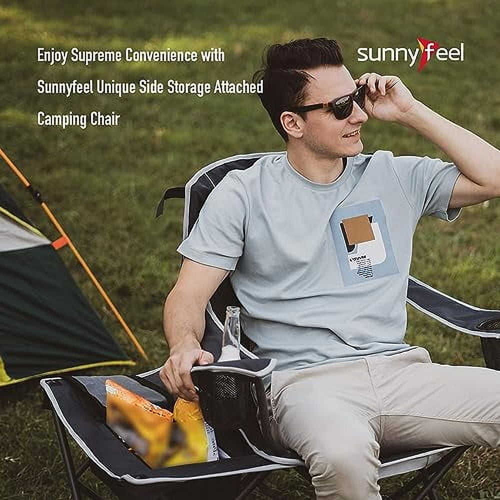 SUNNYFEEL Camping Chair with Side Table, Capable for Ice, Quad Chair ...