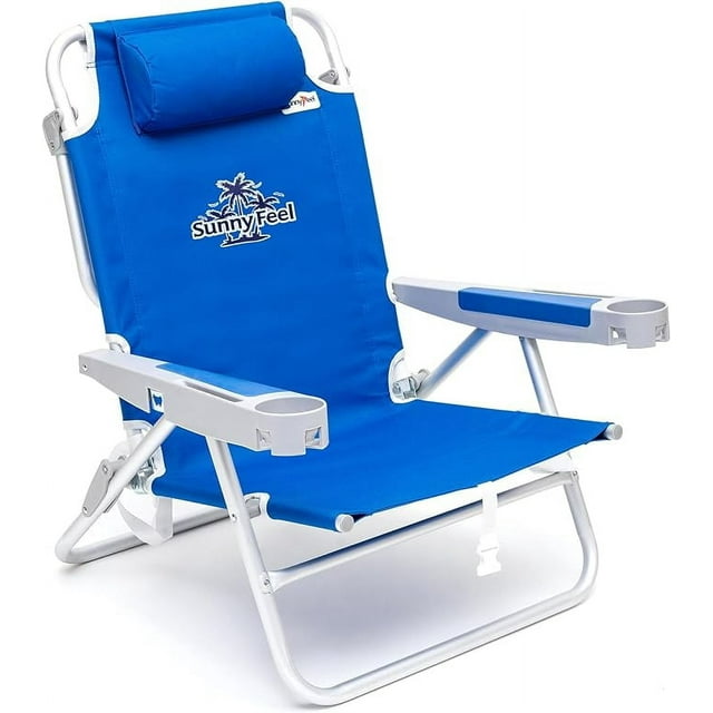 SUNNYFEEL Extra Wide 28" Low Beach Chair 5 Position Lay Flat, XL ...
