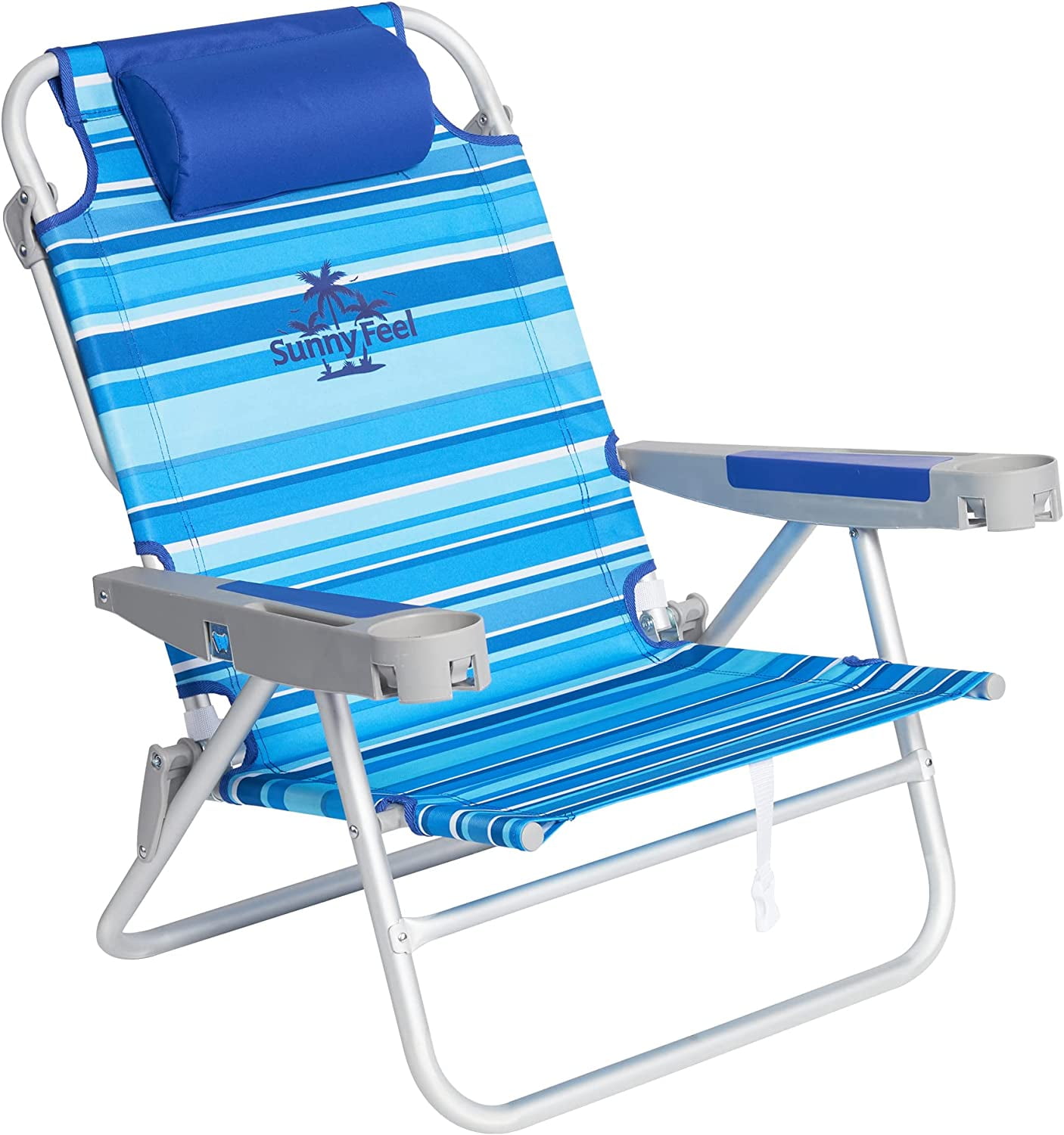 SUNNYFEEL Extra Wide 28" Low Beach Chair 5 Position Lay Flat, XL ...