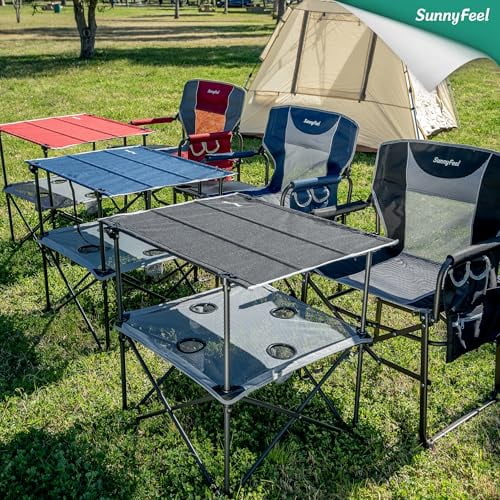 SUNNYFEEL Folding Camping Table- Collapsible Portable Beach Table with ...
