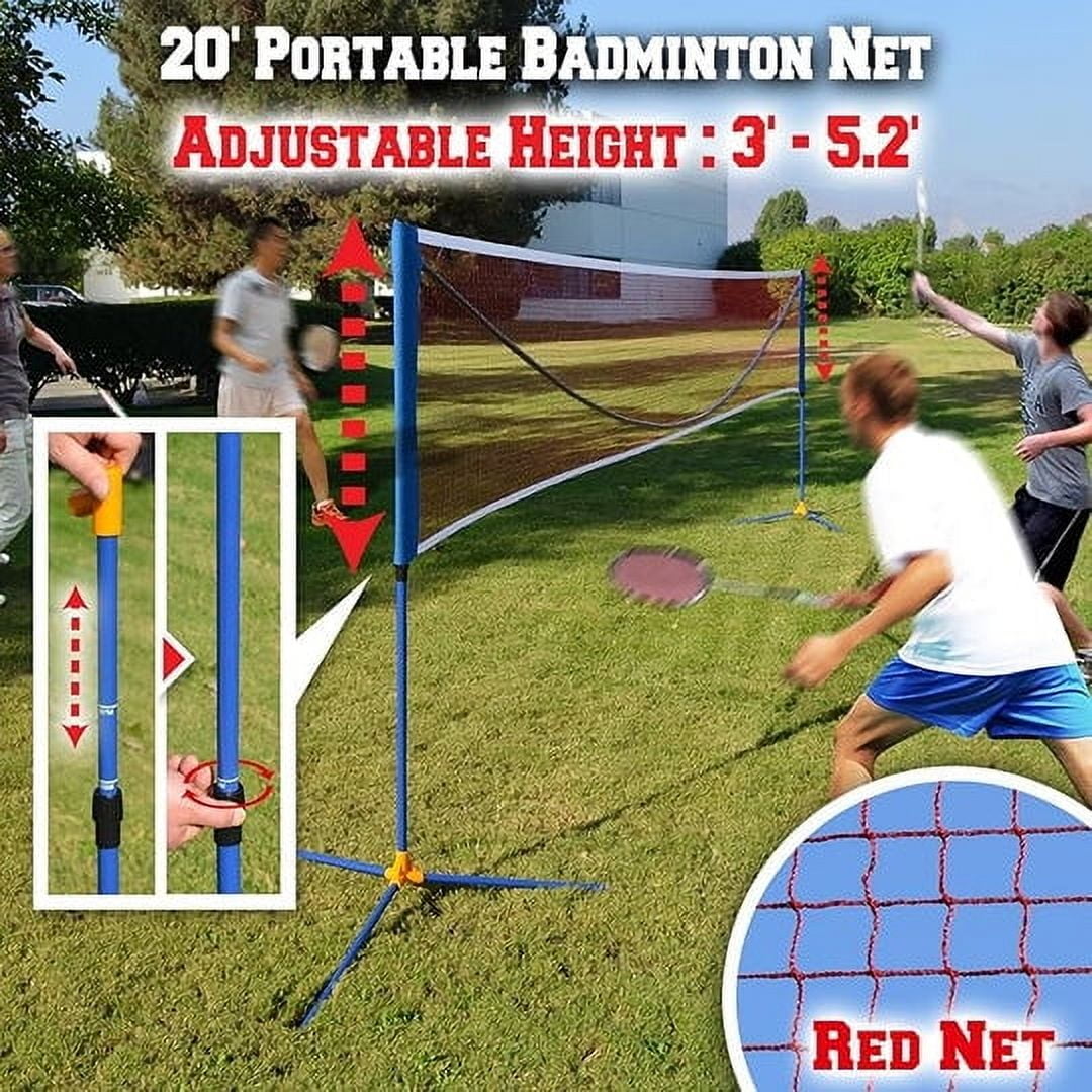 SUNNYOUTDOOR 20ft Portable Badminton Net Volleyball Tennis Net w Stand ...