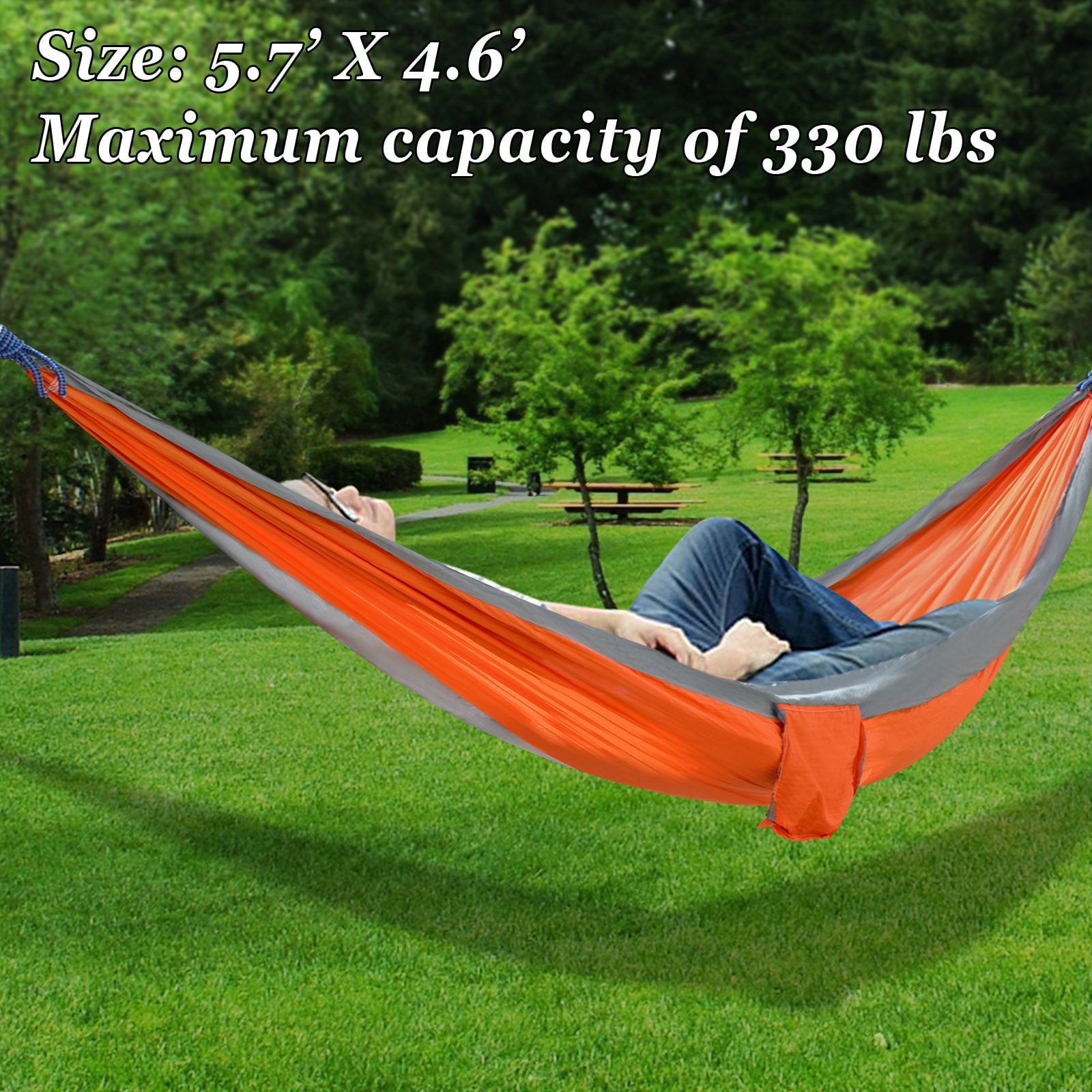 SUNNYOUTDOOR 5.7'x4.6' Nylon Parachute Hammock Ultra Light Travel ...