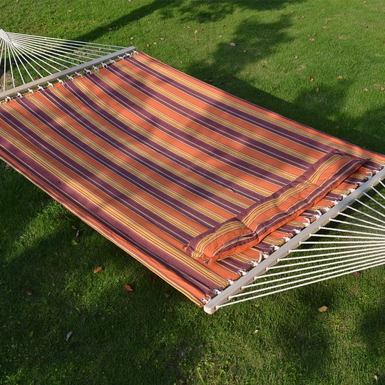 SUNNYOUTDOOR Quilted Fabric Hammock with Pillow Heavy Duty Double ...