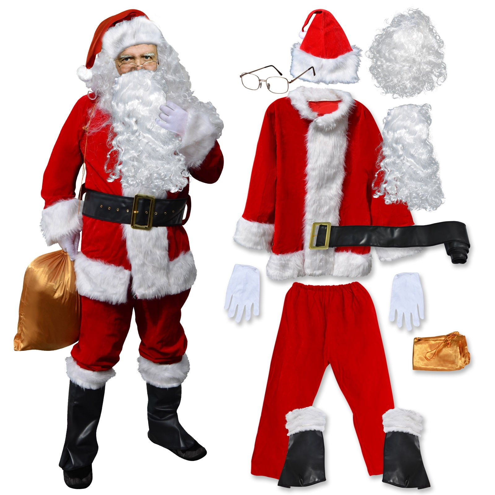 SUNNYOUTDOOR Santa Claus Suit Christmas Adult Costume Fancy Dress ...