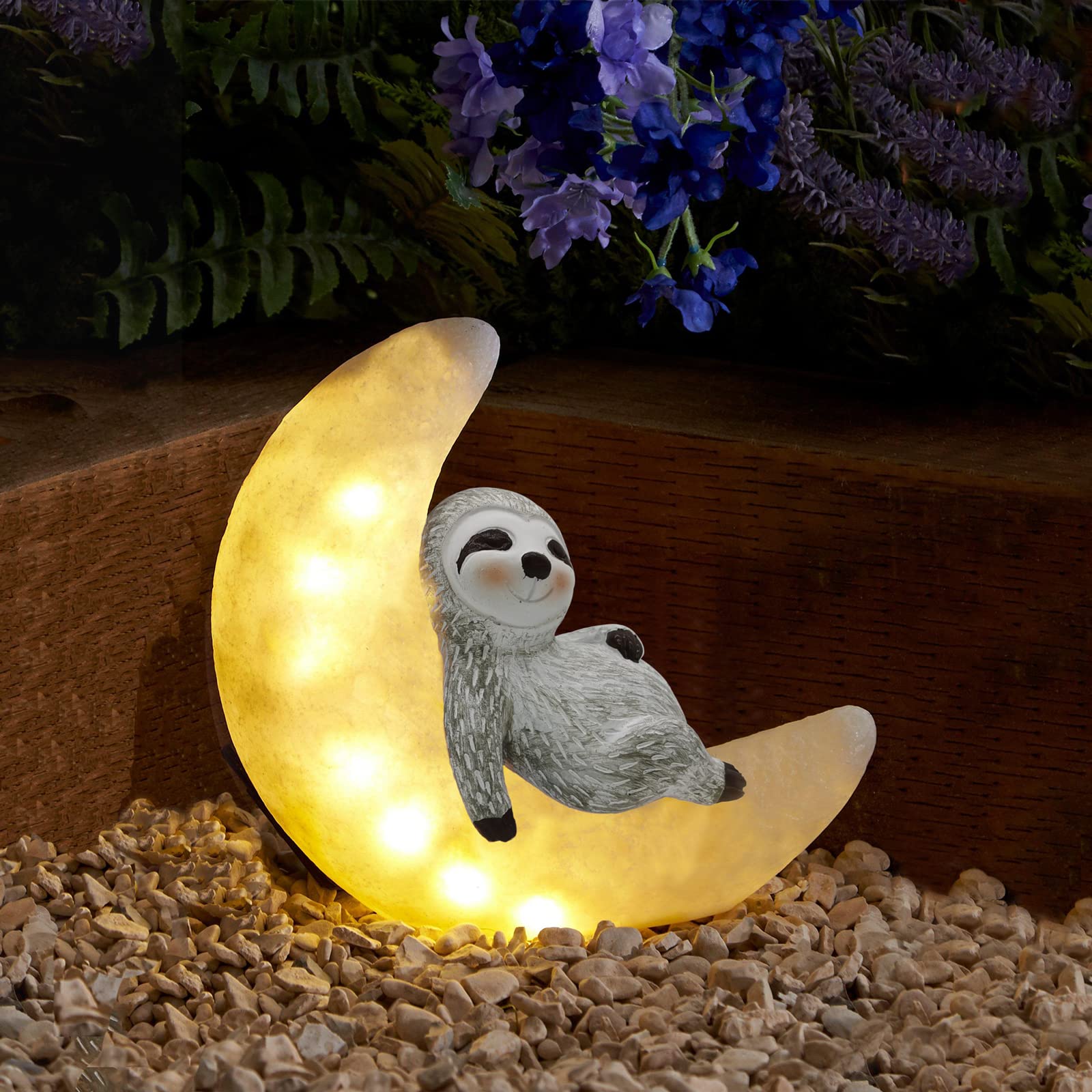 SUNNYPARK Garden Sloth Statues SSF20 Outdoor Decor, Solar Powered Resin ...