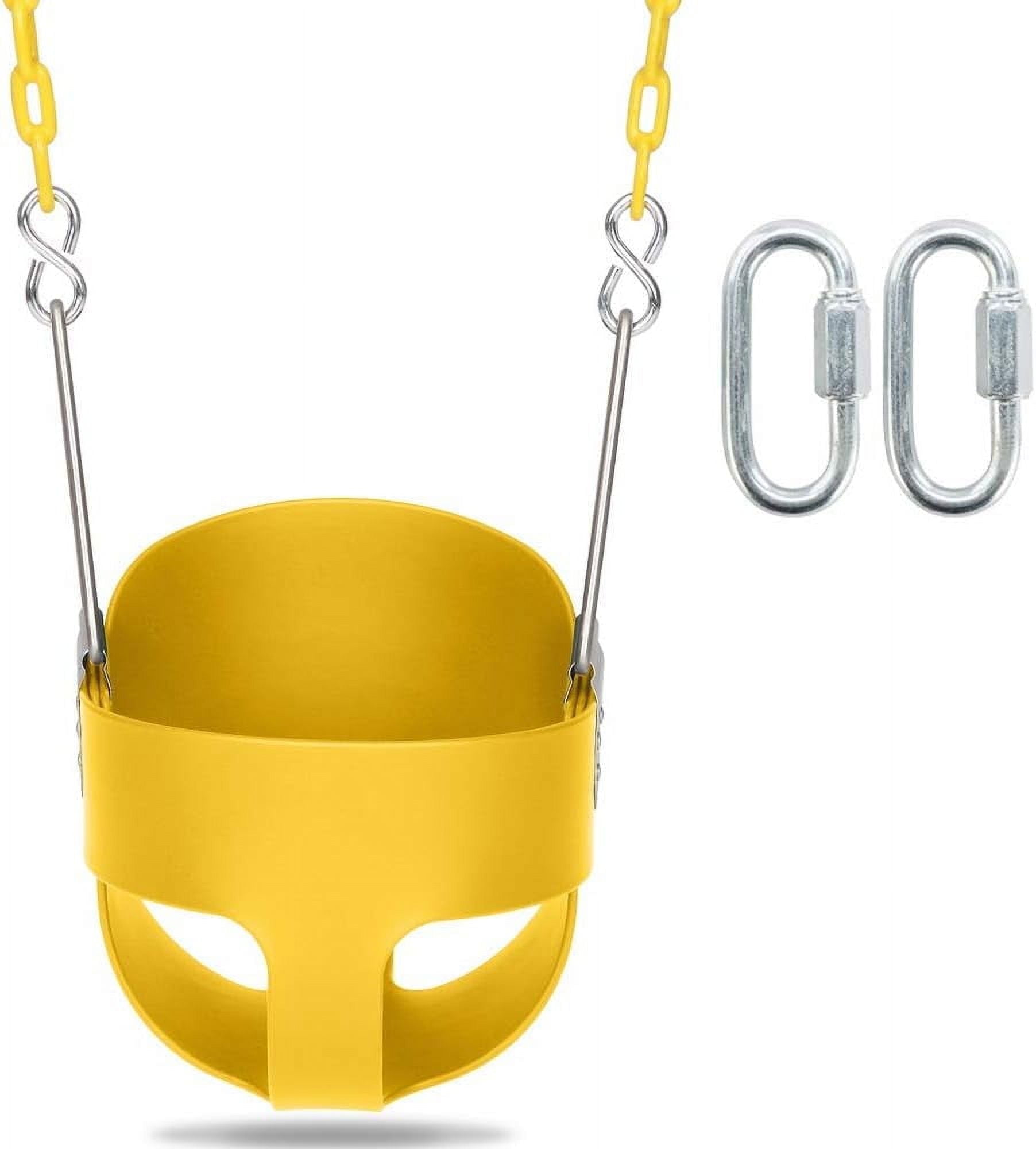SUNNYTONE Outdoor Toddler Swing Set, Full Bucket Seat with Coated ...