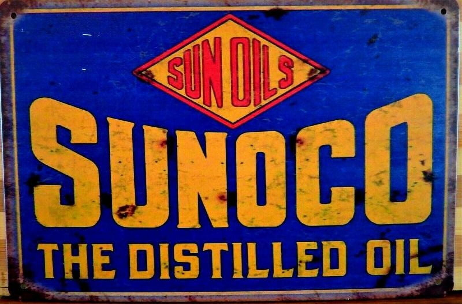 SUNOCO OILS Rustic Metal Sign Vintage Tin Shed Garage Bar Man Cave Wall ...