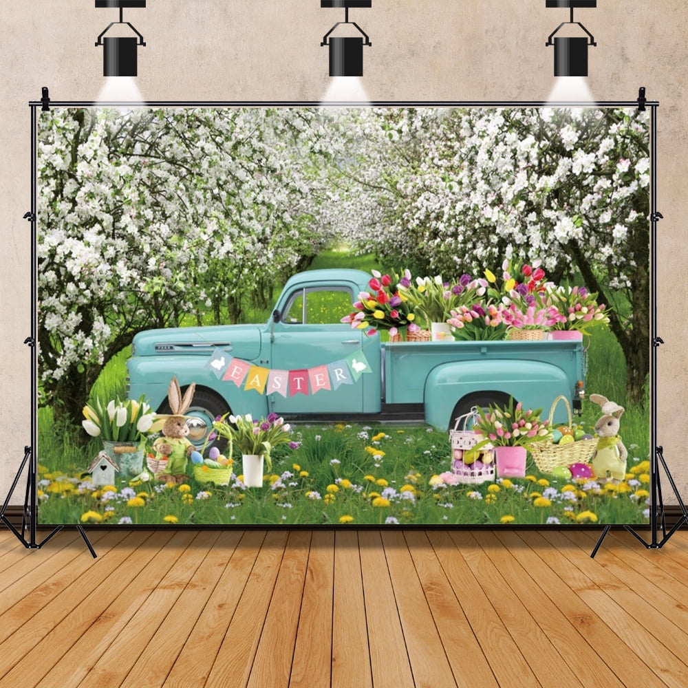 SUNOLIFE 10x8ft,Easter Backdrop,Spring Turck Photography Background ...
