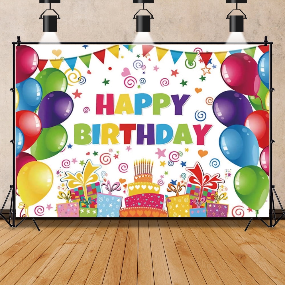 SUNOLIFE 10x8ft,Happy Birthday Backdrops,Colorful Ballon Background ...