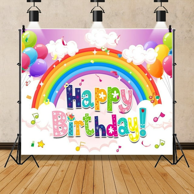 SUNOLIFE 10x8ft,Happy Birthday Backdrops,Rainbow Photography Background ...
