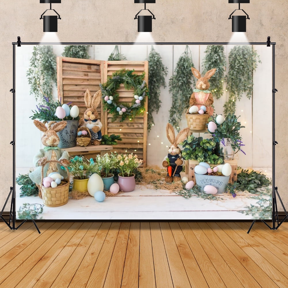 SUNOLIFE 10x8ft,Happy Easter Backdrop,Easter Bunny Photography ...