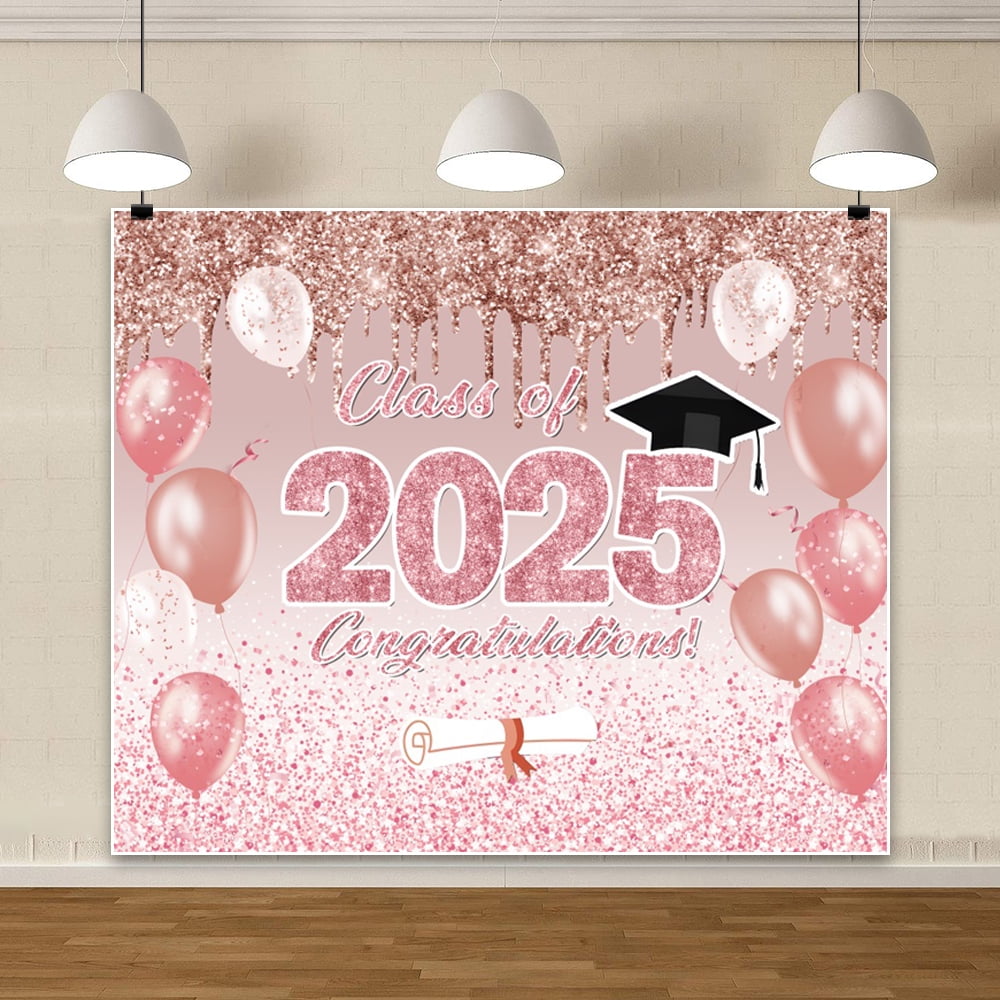 SUNOLIFE 2025 Graduation Party Backdrops Banner Pink Prom Ceremony ...