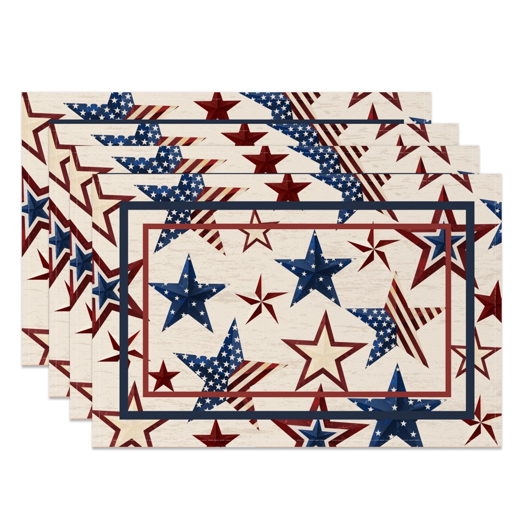 SUNOLIFE 4th of July Placemats Patriotic Table Mats Set of 4,Amerian ...
