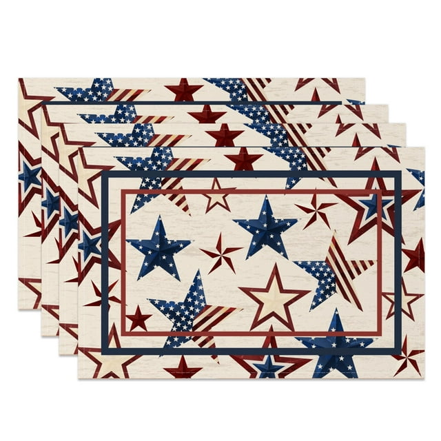 SUNOLIFE 4th of July Placemats Patriotic Table Mats Set of 4,Amerian ...