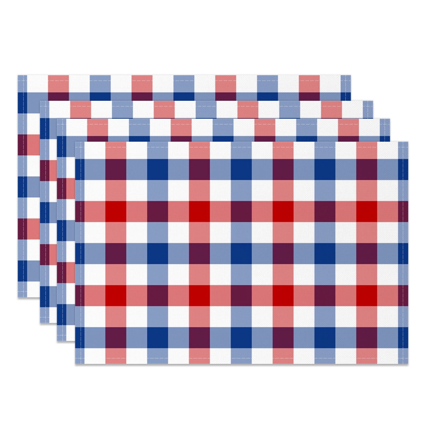 SUNOLIFE 4th of July Placemats Set of 4,Buffalo Plaid Patriotic Fabric ...