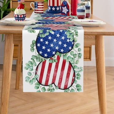 SUNOLIFE 4th of July Table Runner,American Flag Patriotic independence ...