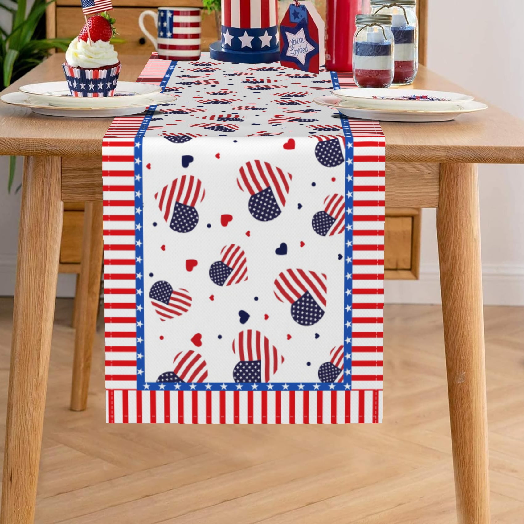 SUNOLIFE 4th of July Table Runner Independence Day Patriotic Dining ...