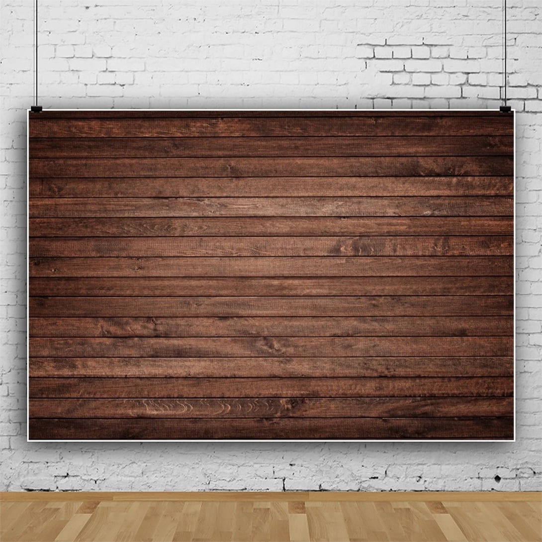 SUNOLIFE 5x3ft,Brown Wood Wall Backdrops Banner Rustic Wooden Board ...